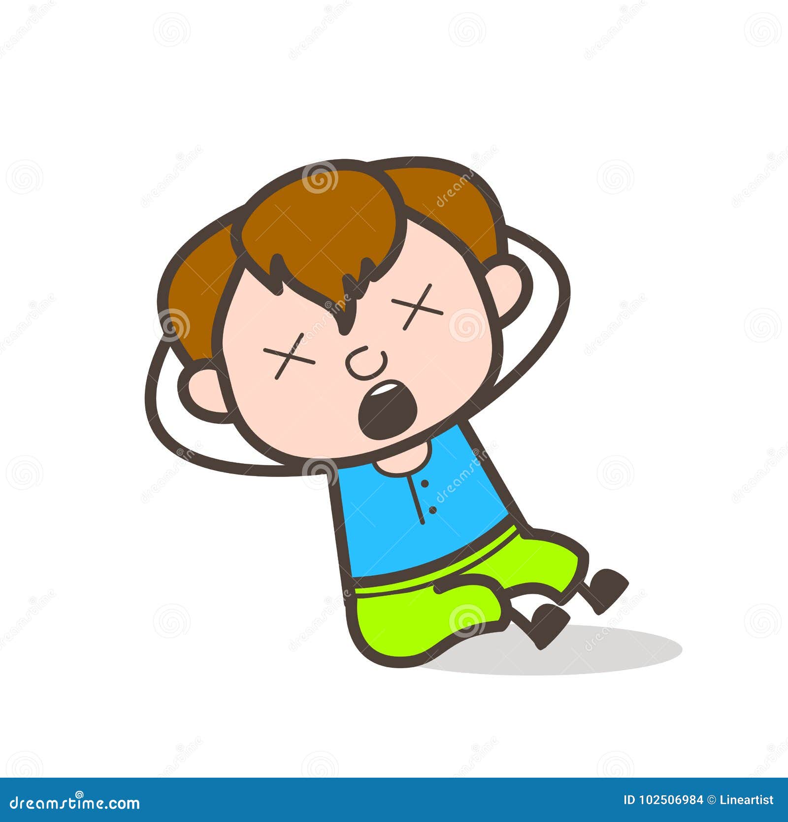 Dizzy Face with Screaming Expression - Cute Cartoon Boy Illustration ...