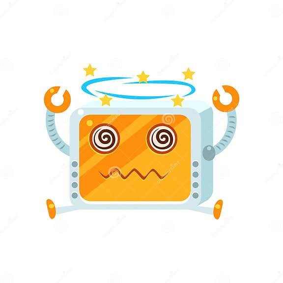 Dizzy Little Robot Character Ilustración del Vector - Ilustración de ...