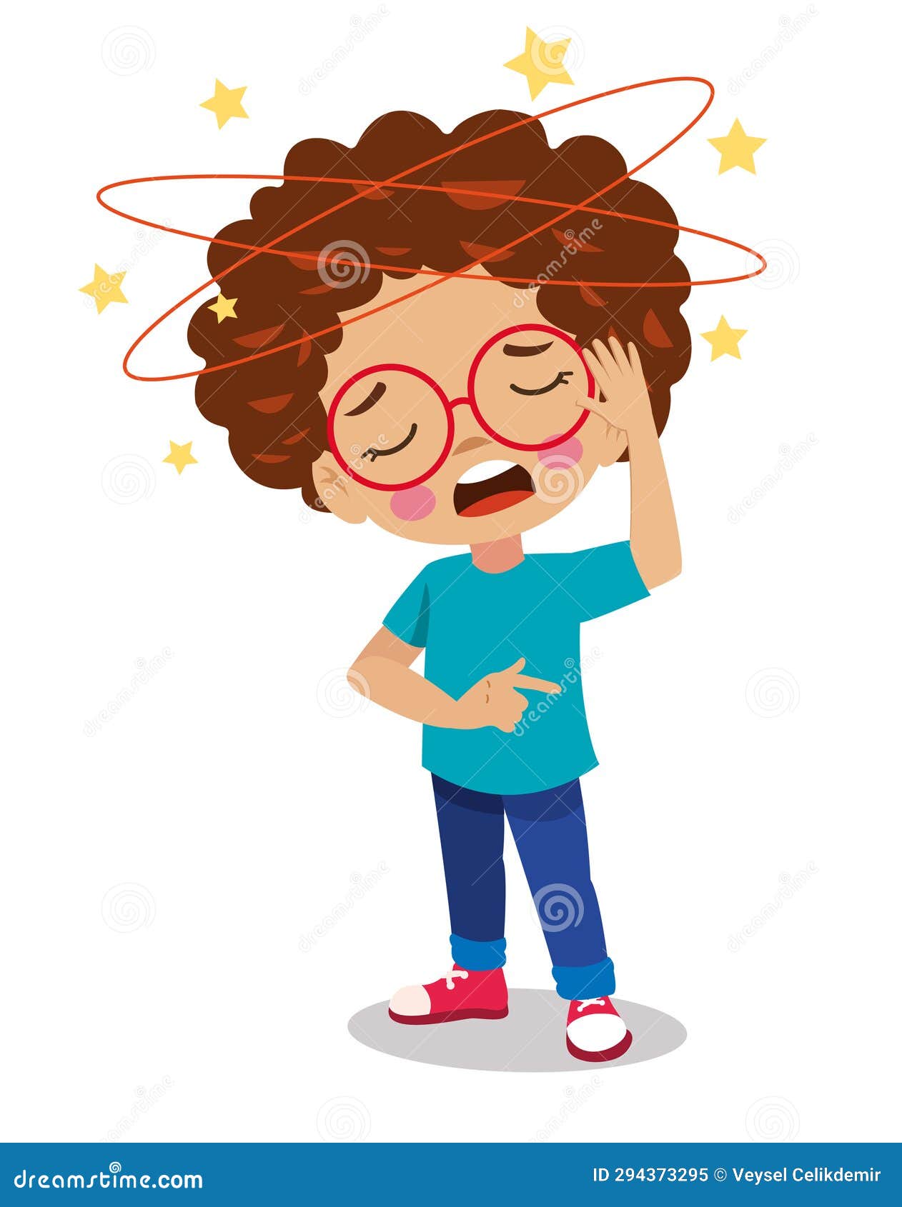 Dizzy Sick and Unhappy Child Stock Illustration - Illustration of ...