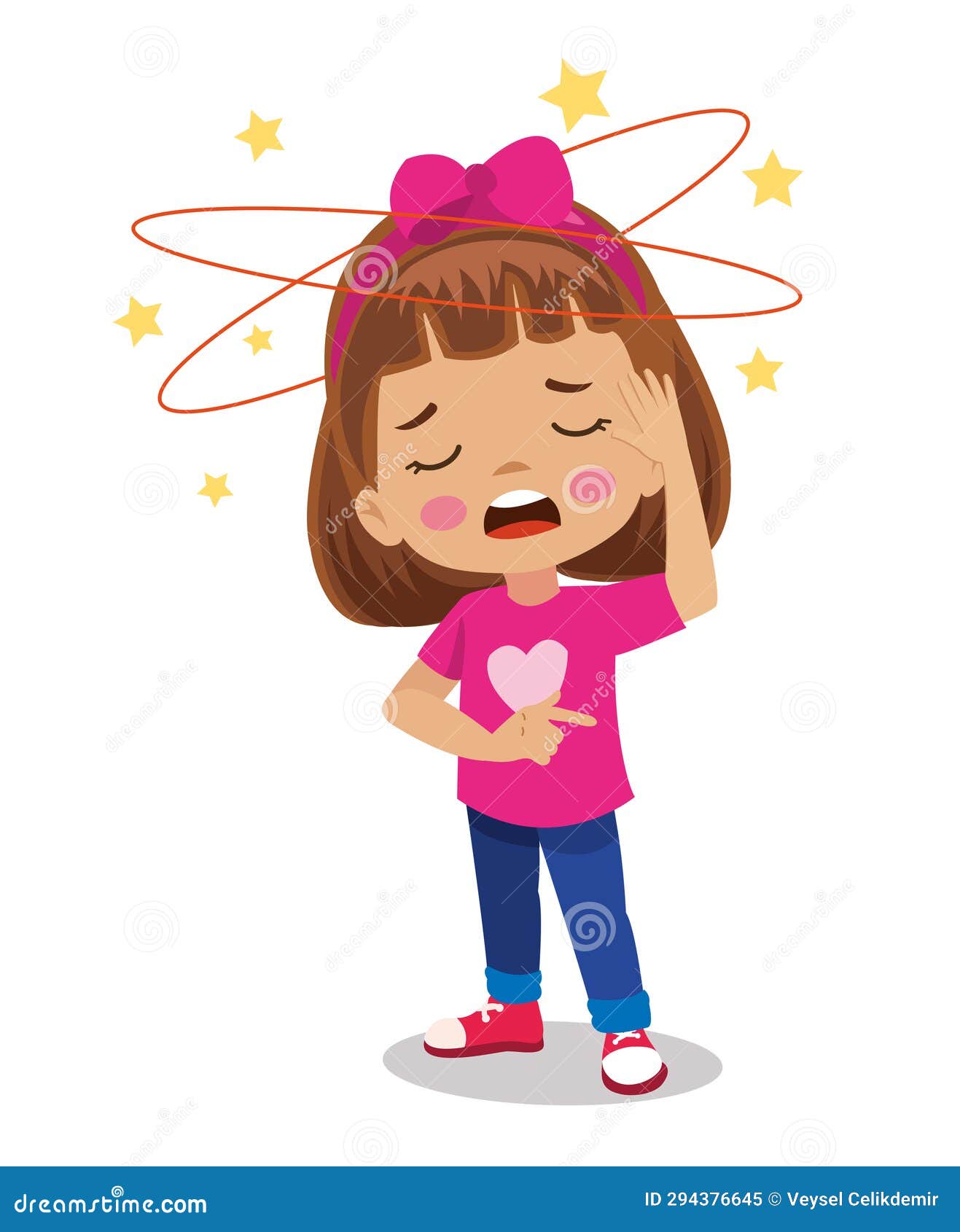 Dizzy Girl Cartoon Character On Grid Background | CartoonDealer.com ...