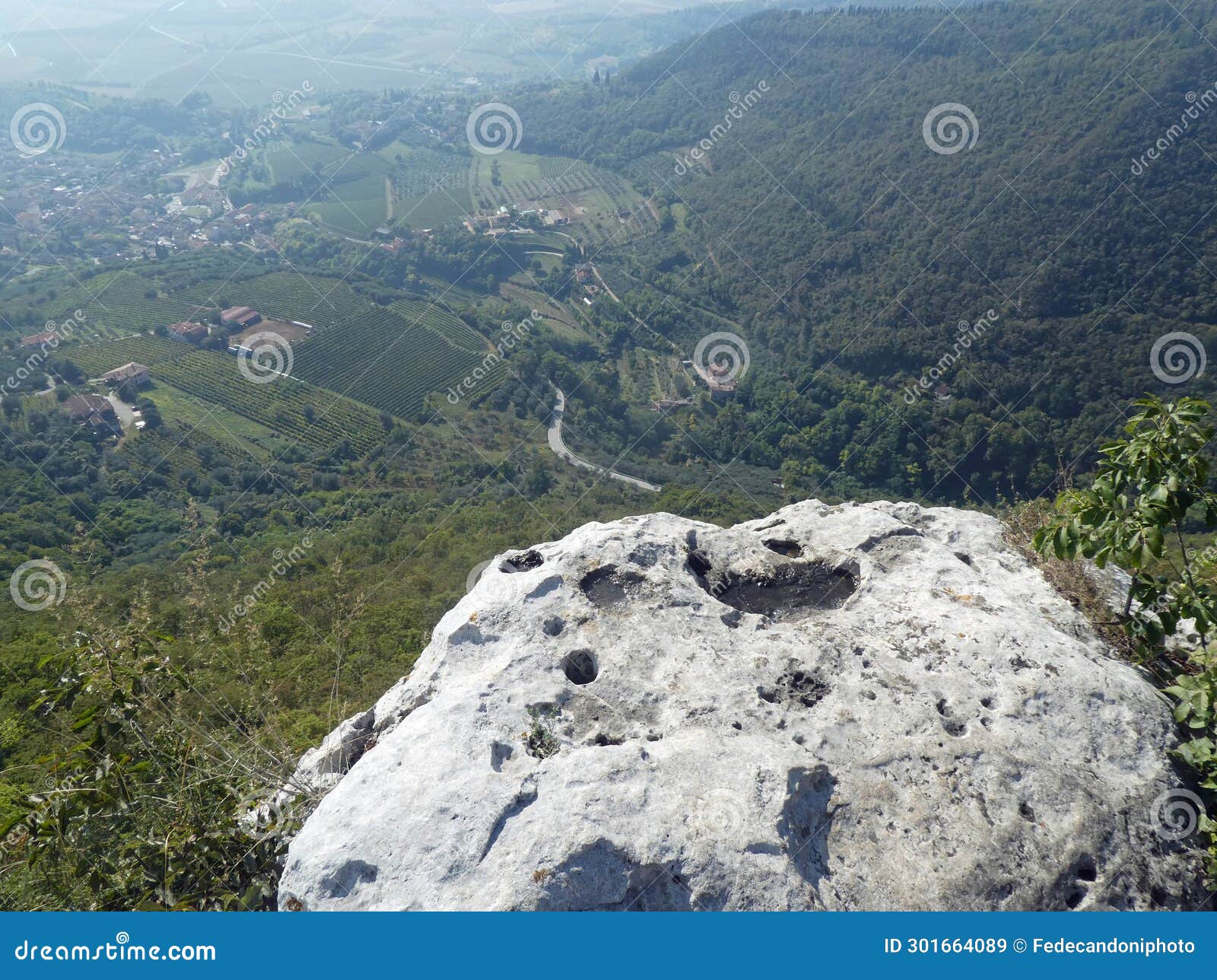 Dizzying View from Above of the Valley and the Spur of Rock Stock Image ...