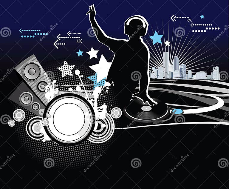 Dj stock vector. Illustration of player, grey, architecture - 6623948