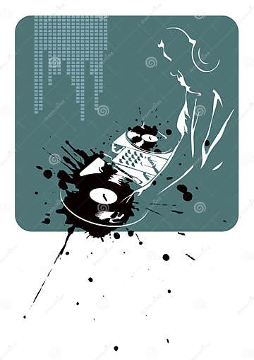 DJ on abstract background stock vector. Illustration of hand - 3957611