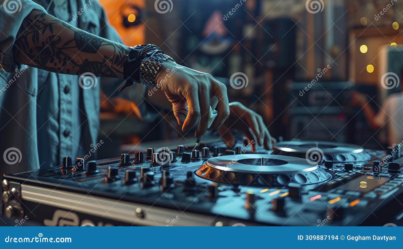 Dj in Action, Close Up of a Dj at Work, Dj at the Party, Dj is Mixing ...