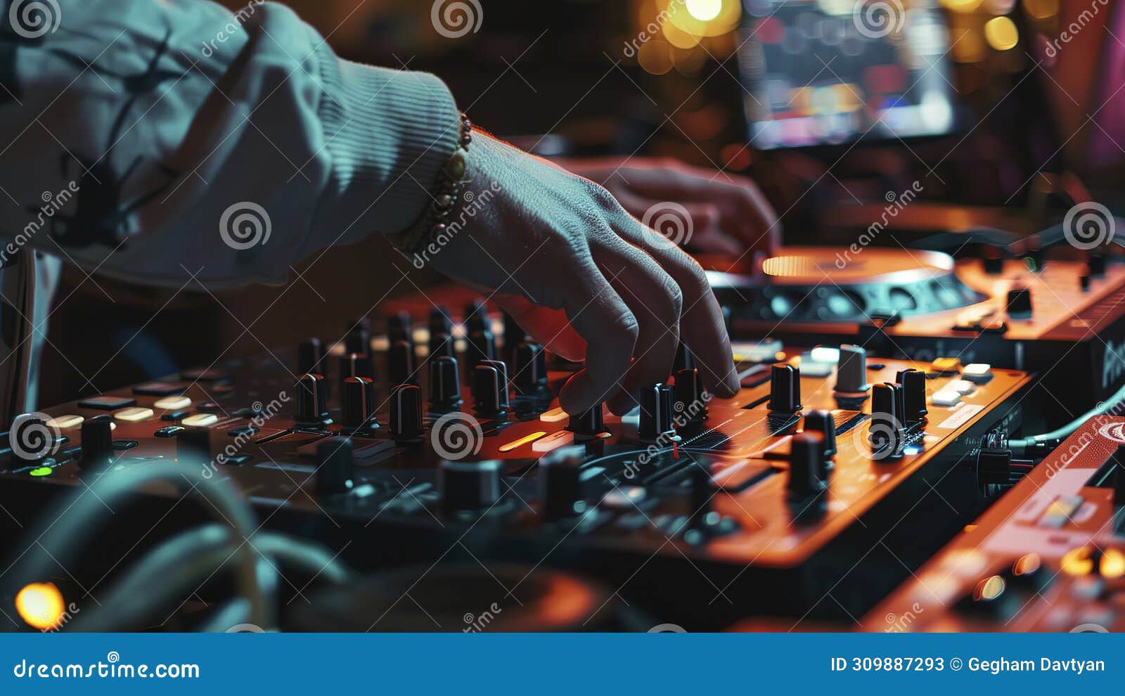 Dj in Action, Close Up of a Dj at Work, Dj at the Party, Dj is Mixing ...