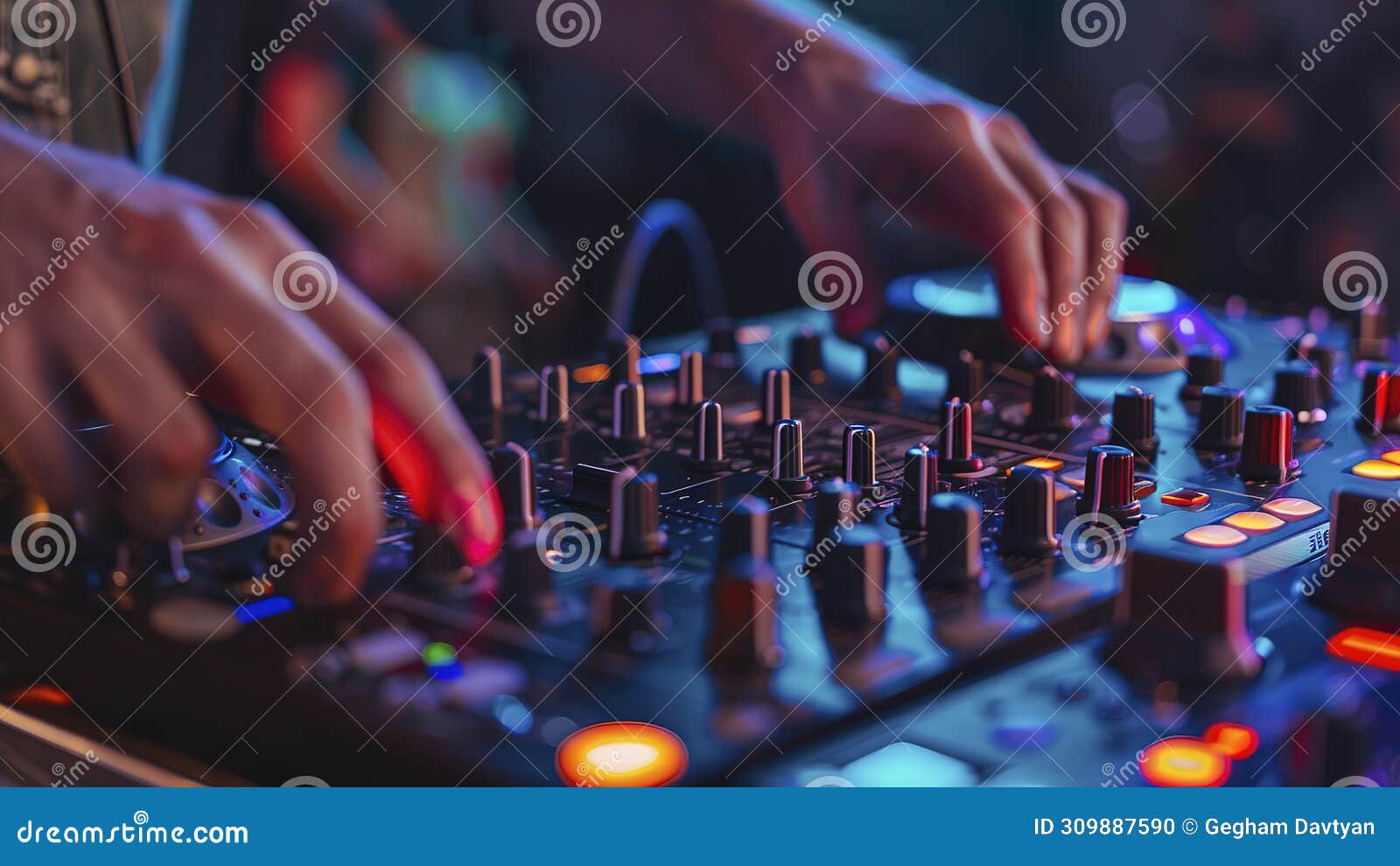 Dj in Action, Close Up of a Dj at Work, Dj at the Party, Dj is Mixing ...