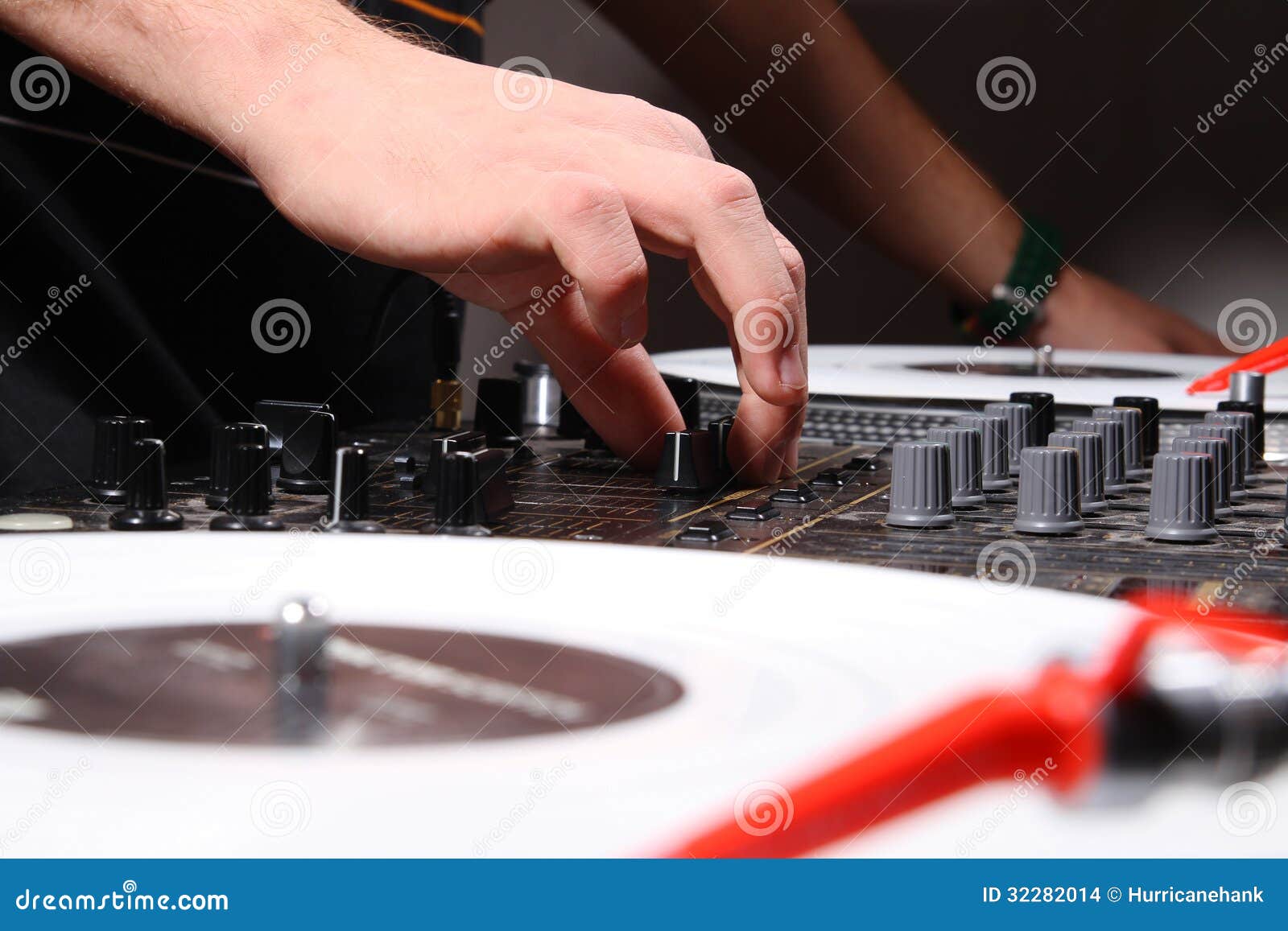 DJ Adjusting Soiund Level on Mixing Controller Stock Photo - Image of ...