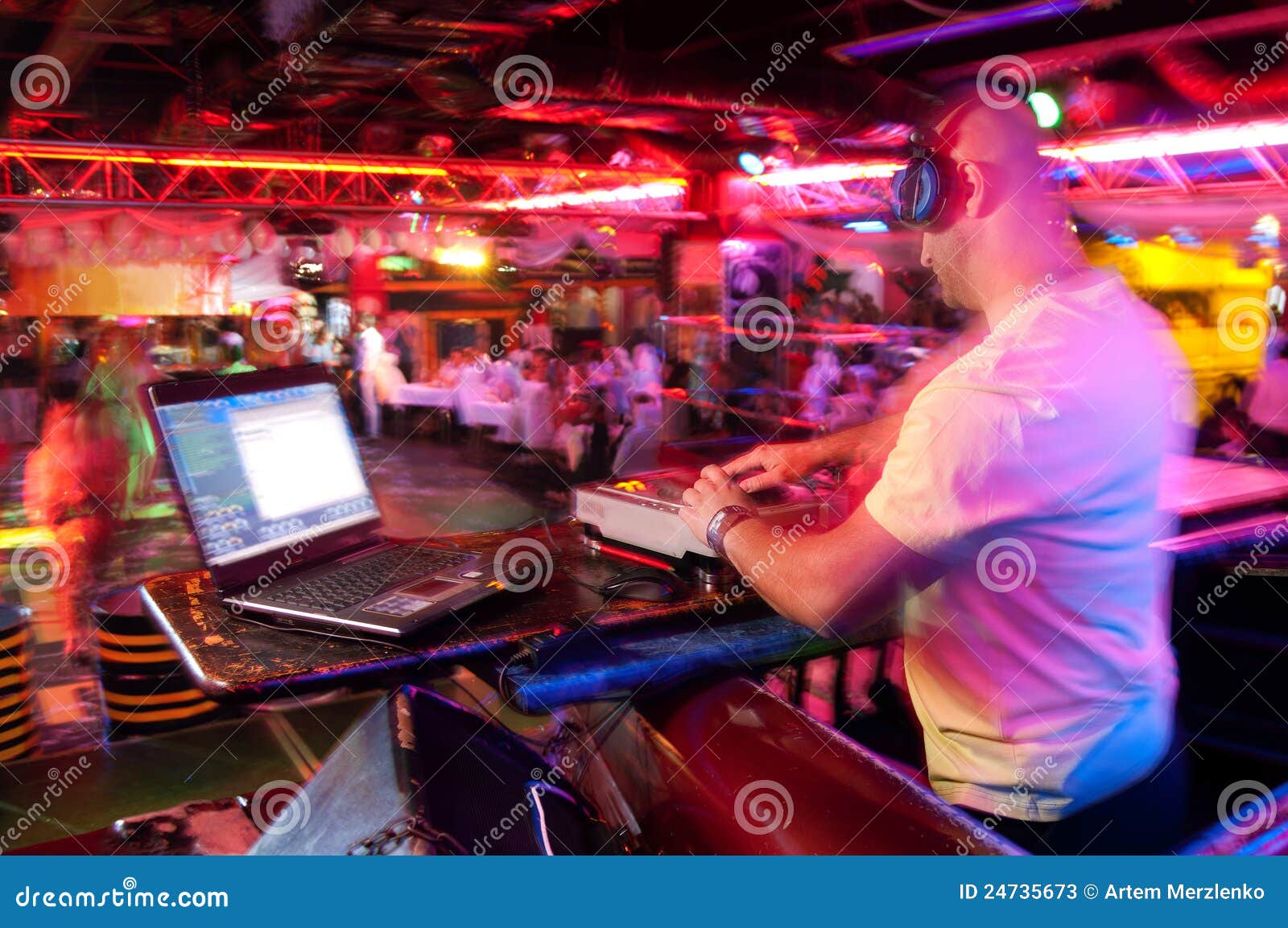 DJ Behind the Control Panel Stock Image - Image of computer, music ...