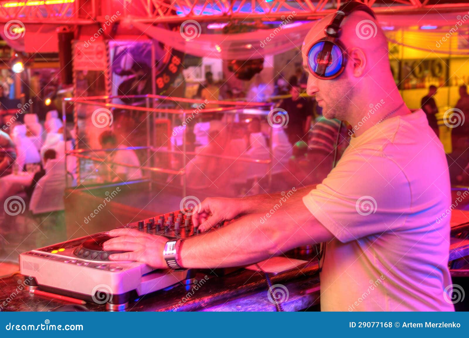 DJ Behind the Control Panel Stock Photo - Image of monitor, table: 29077168