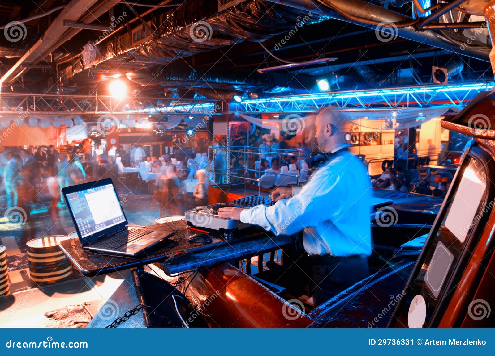 DJ Behind the Control Panel Stock Image - Image of table, people: 29736331