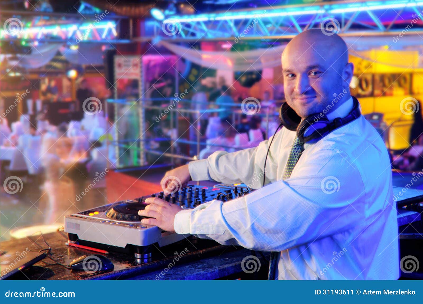 DJ Behind the Control Panel Stock Image - Image of dancing, people ...