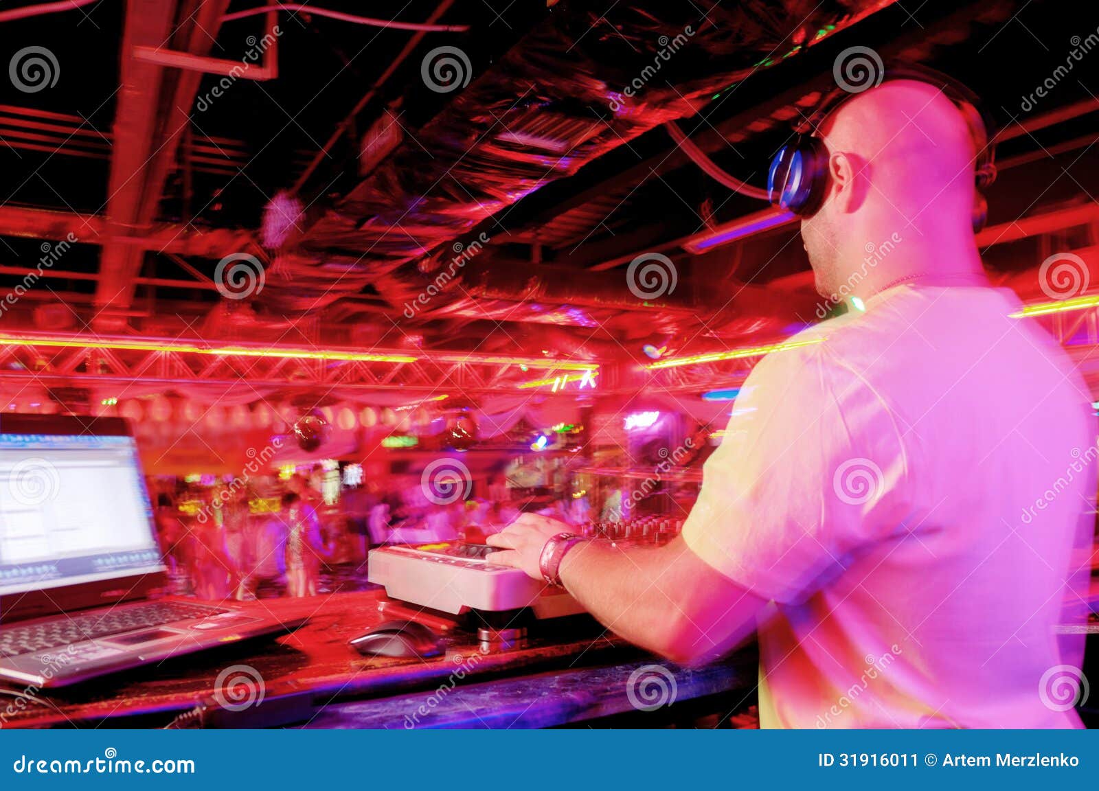 DJ Behind the Control Panel Stock Image - Image of modern, table: 31916011