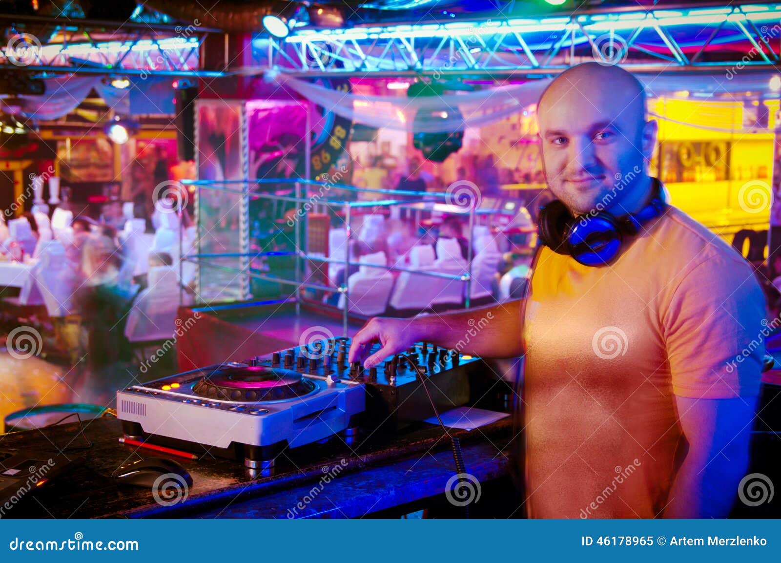 DJ Behind the Control Panel Stock Image - Image of entertainment ...