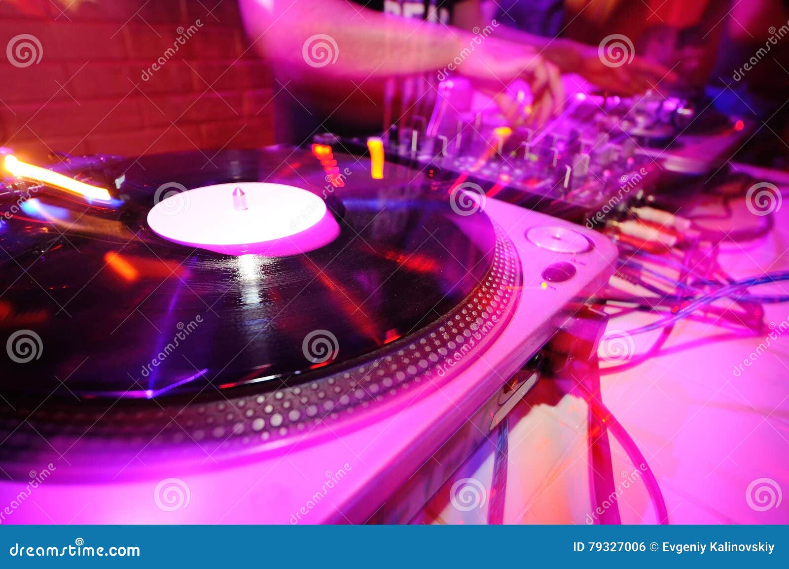 DJ Behind the Decks in a Nightclub. Stock Photo - Image of hands ...