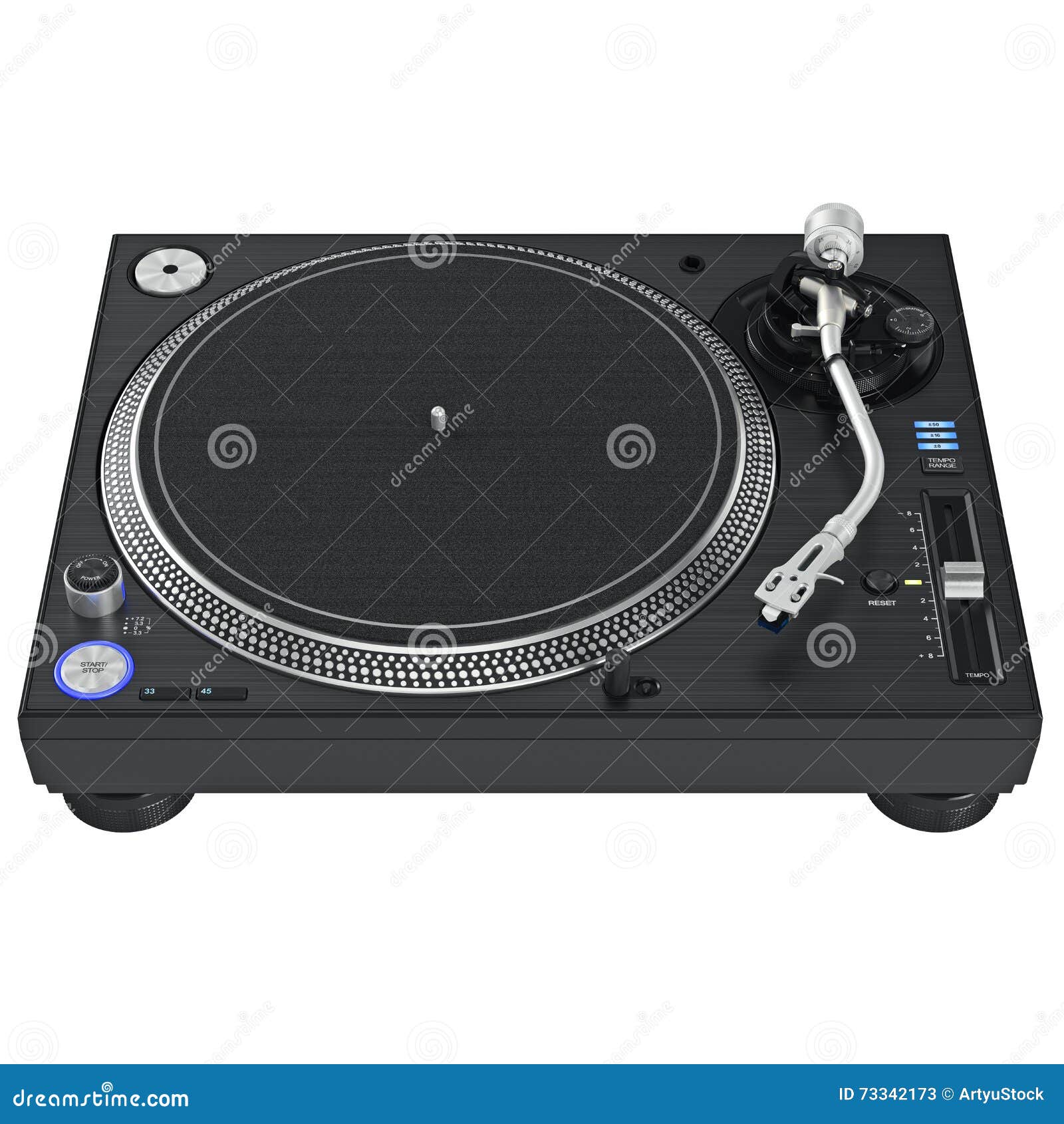 Black Turntable Isolated On White Background With Clipping Mask Stock ...