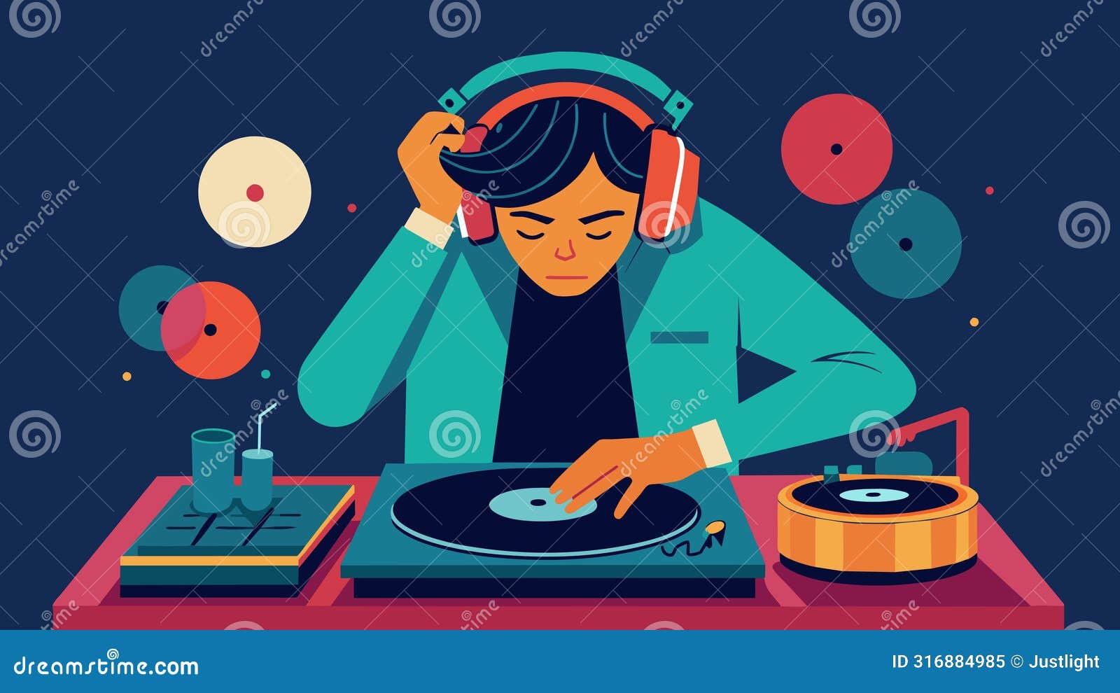 The DJ Bobs Their Head in Time with the Music Completely Absorbed in ...