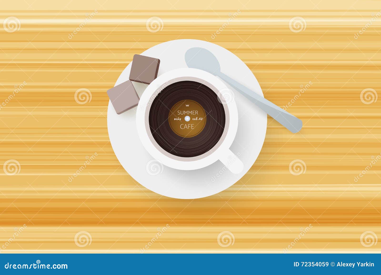 DJ Cafe. Abstract Cup of Coffee with Vinyl Record Stock Illustration ...