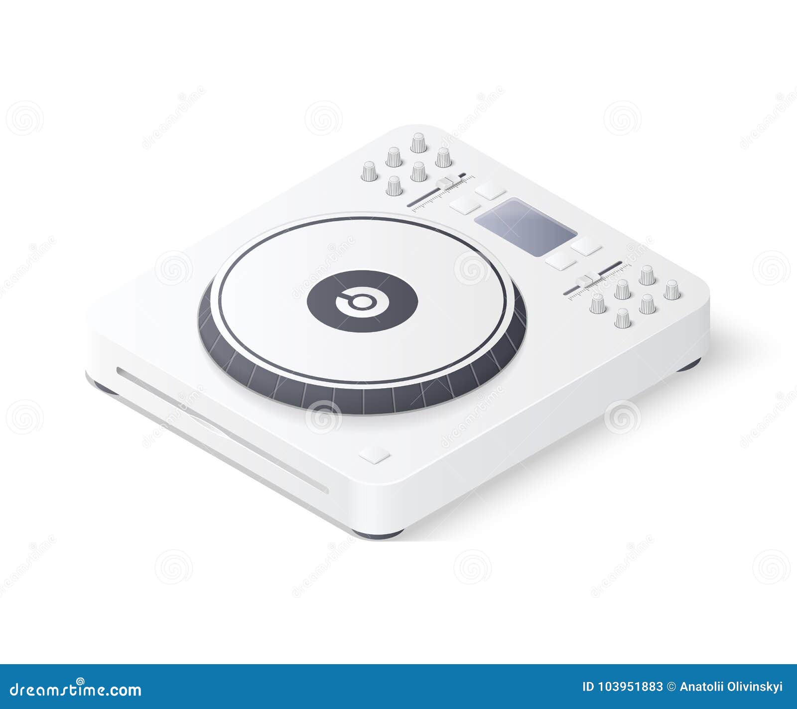 DJ CD Mixing Deck Isolated on White Background. Isometric Vector ...