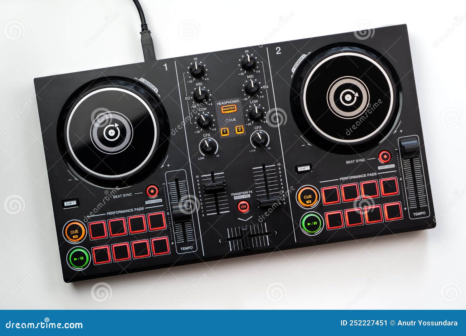 DJ Mixing Deck Controller Connecting To Laptop and Tablet Using USB ...