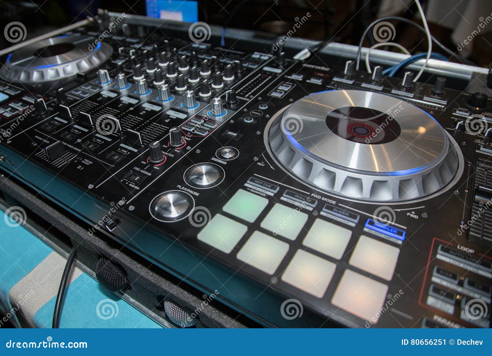 DJ Console, CD Player and Mixer in Nightclub Stock Image - Image of ...