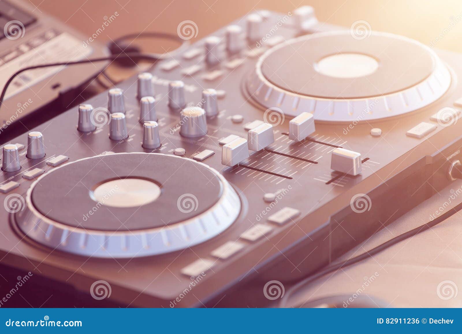 DJ Console, CD Player and Mixer in Nightclub Stock Photo - Image of ...