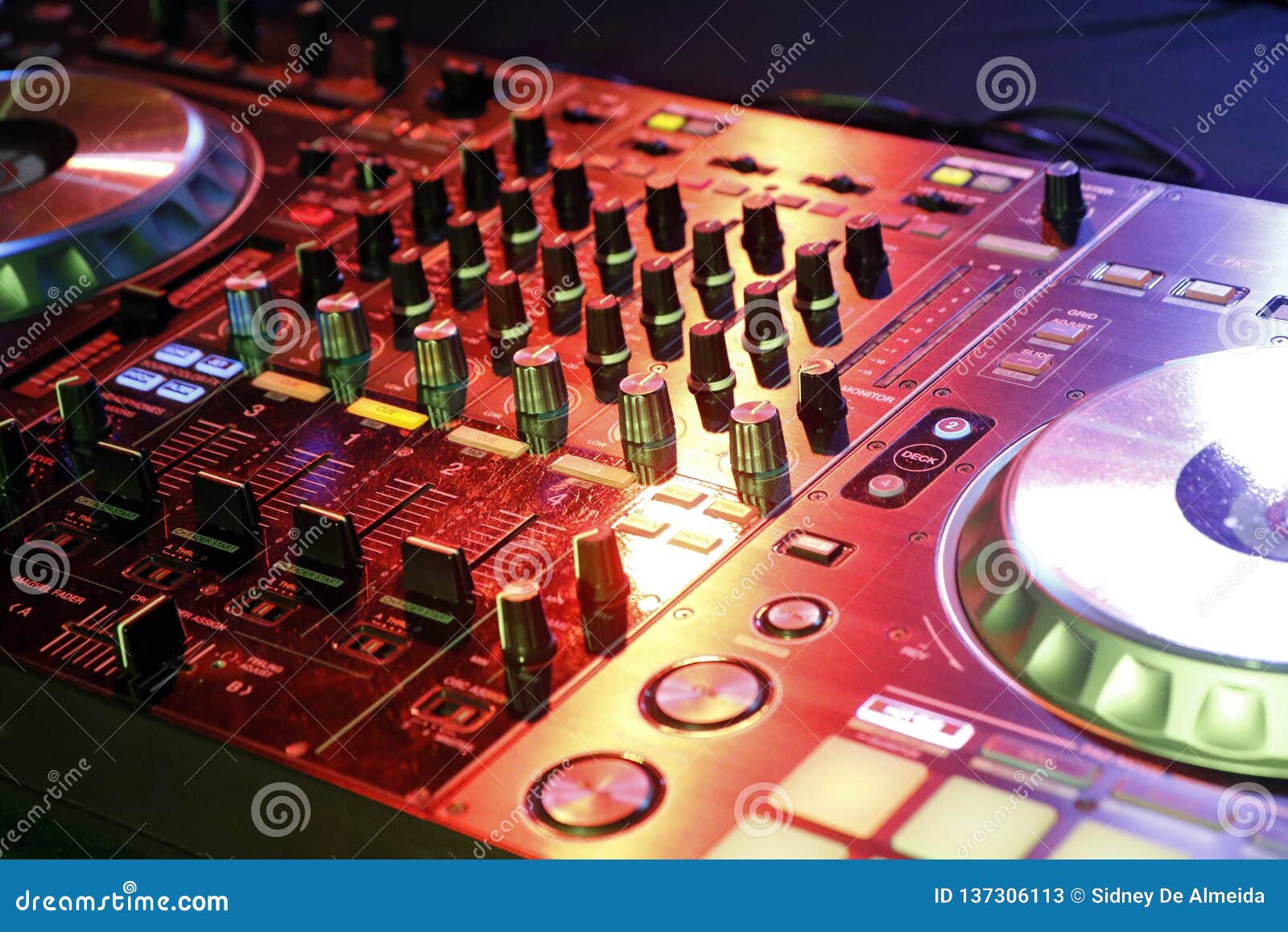DJ Control Gear, Electronic Night Party Stock Image - Image of audio ...