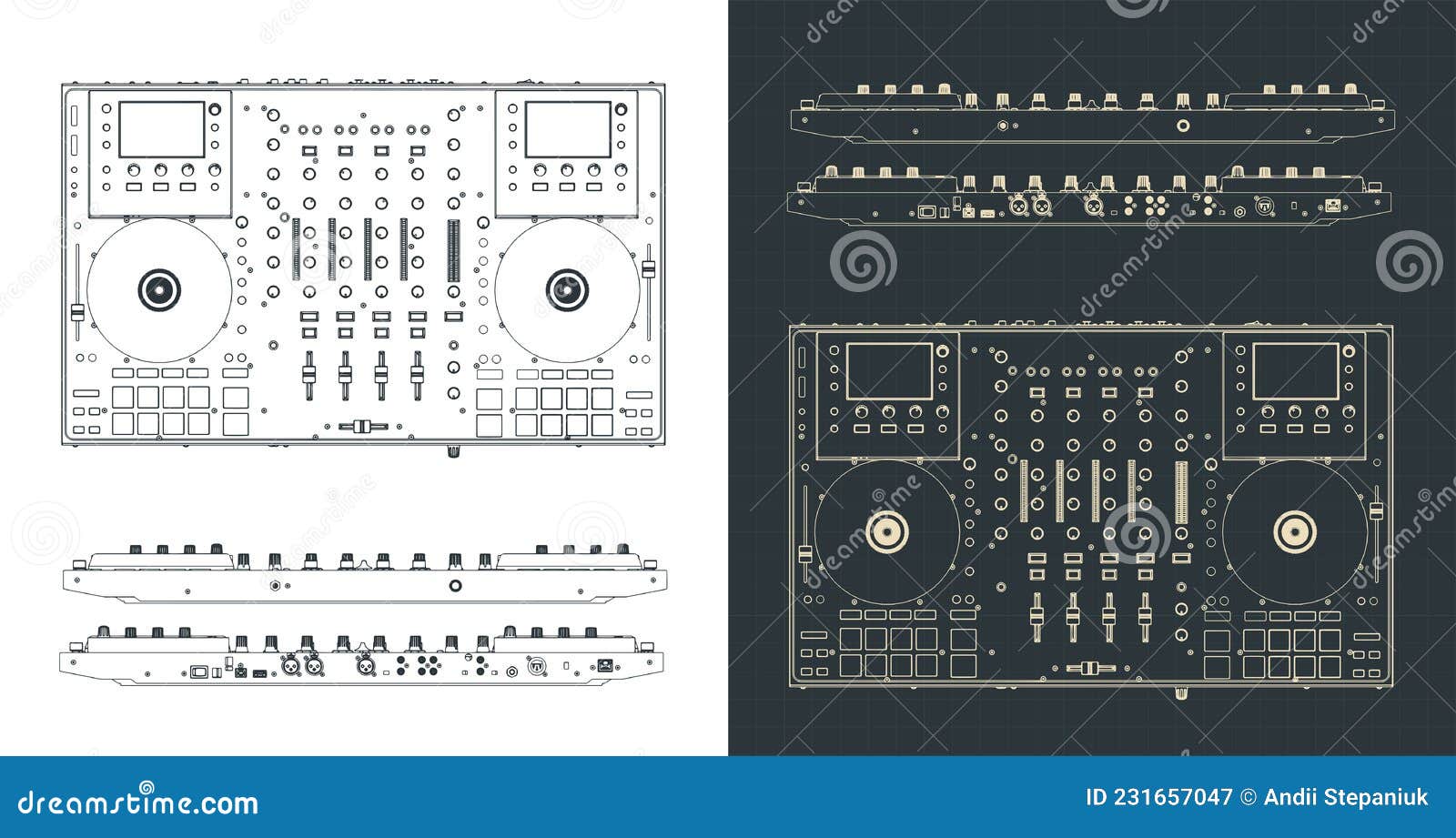 DJ Controller Blueprints Illustration Stock Vector - Illustration of ...