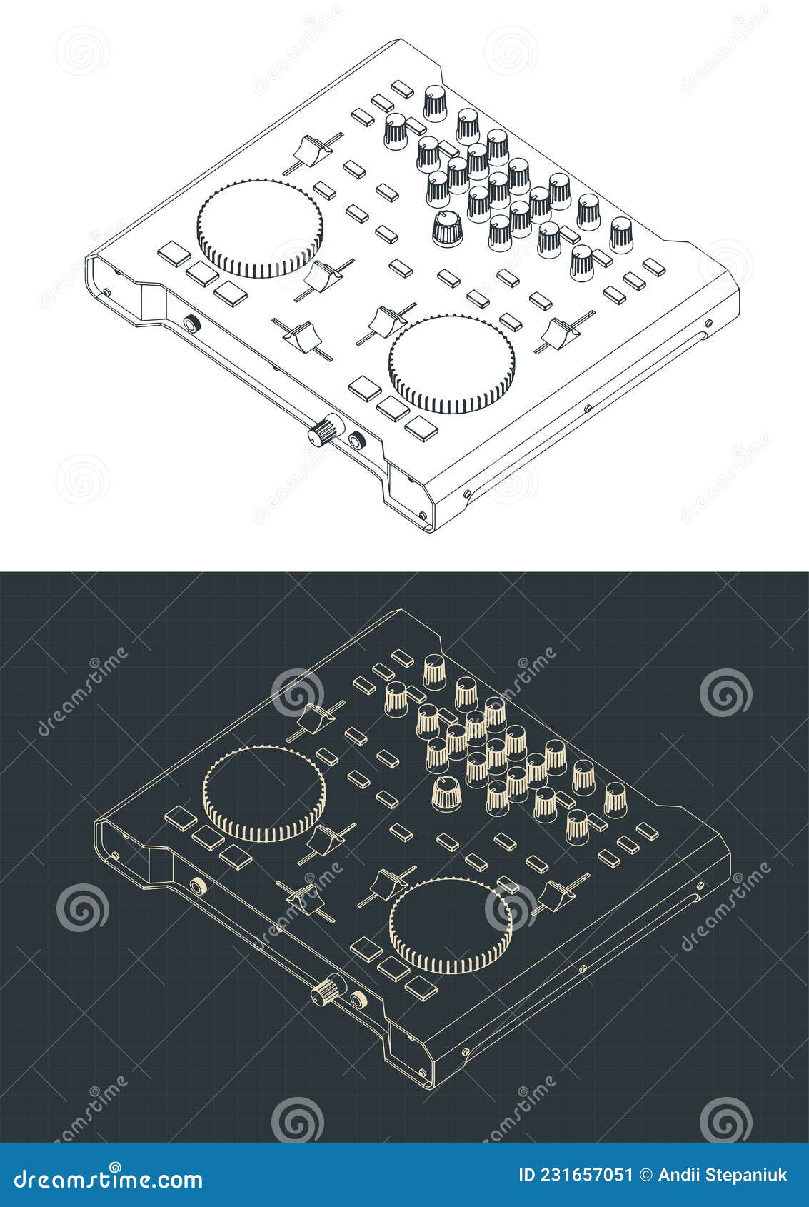 DJ Controller Isometric Blueprints Stock Vector - Illustration of ...