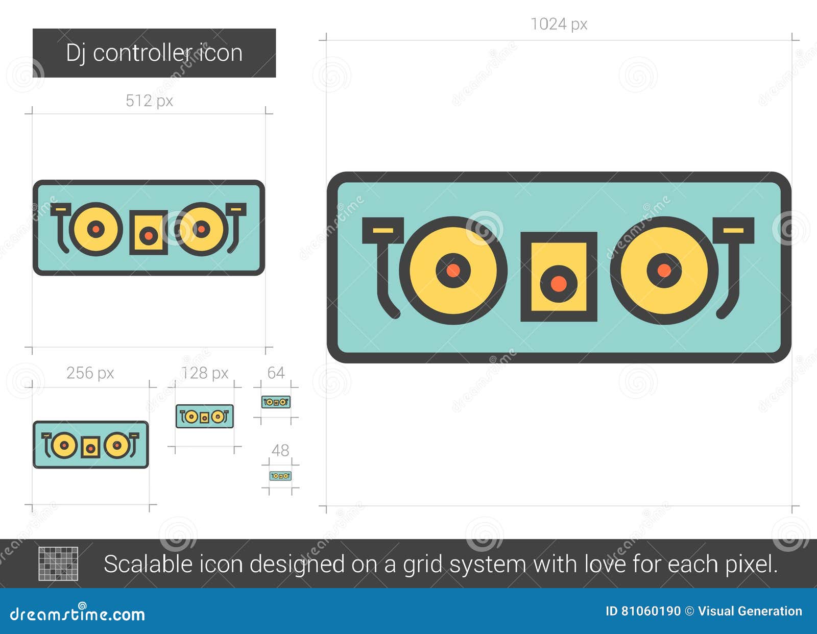 Dj controller line icon. stock vector. Illustration of disc - 81060190
