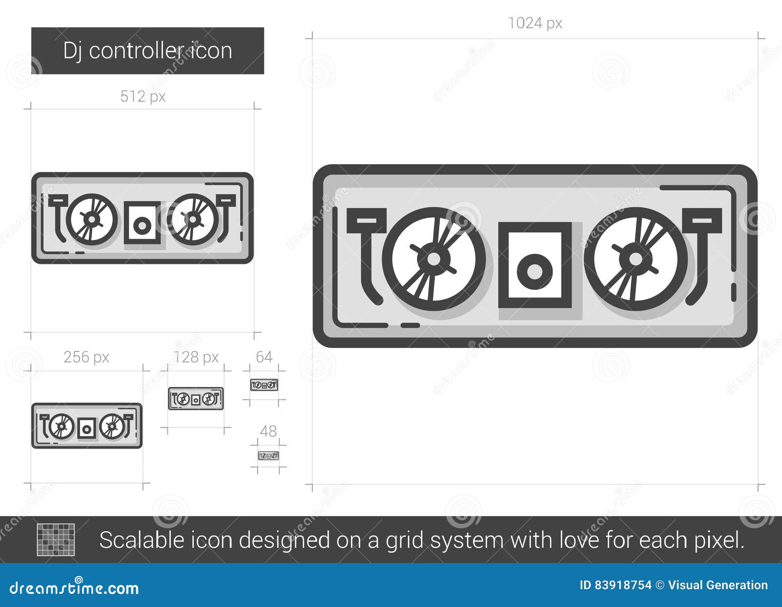 Dj controller line icon. stock vector. Illustration of disk - 83918754