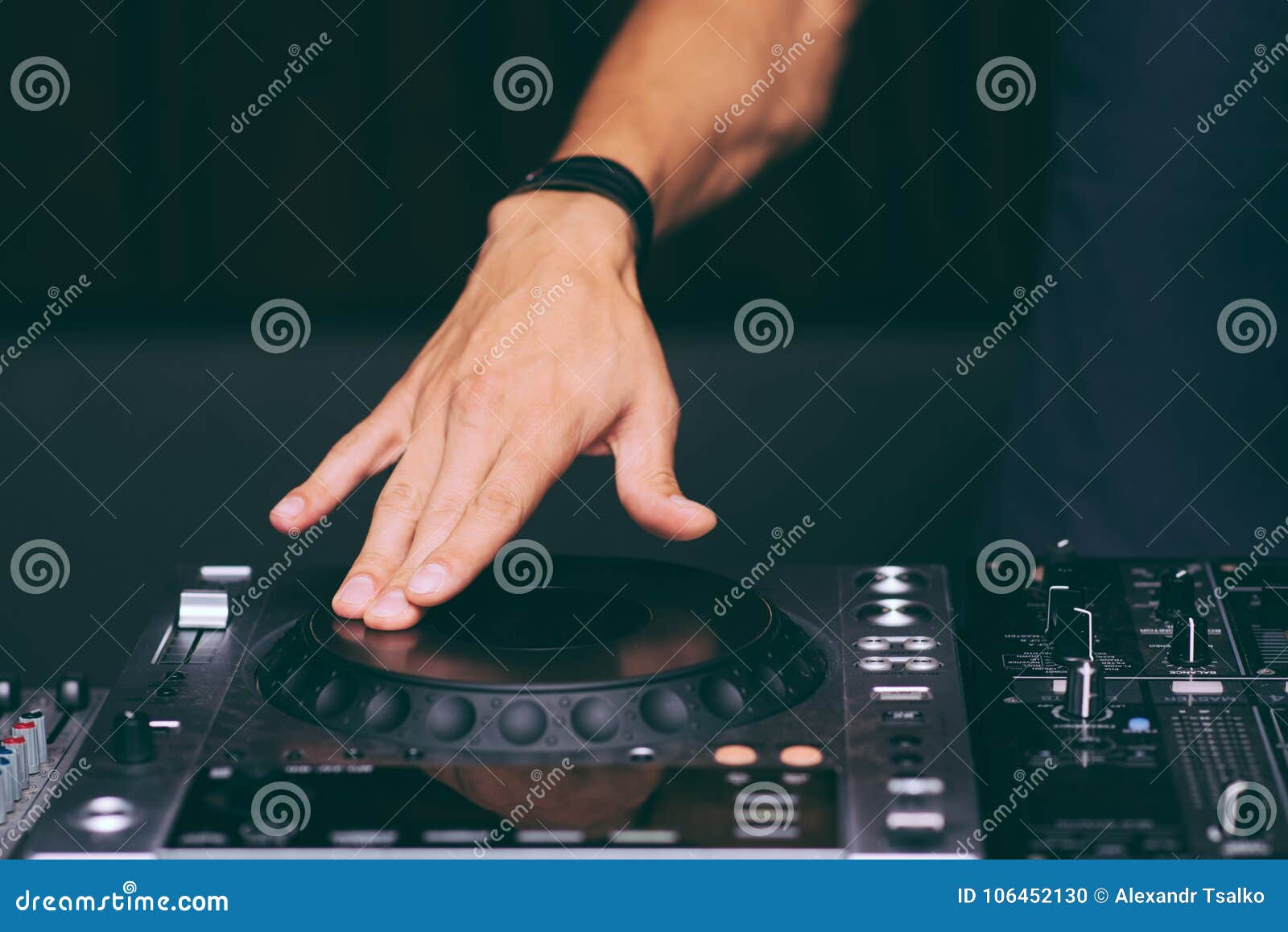 DJ`s Hands Control the Remote Control Close-up Stock Photo - Image of ...