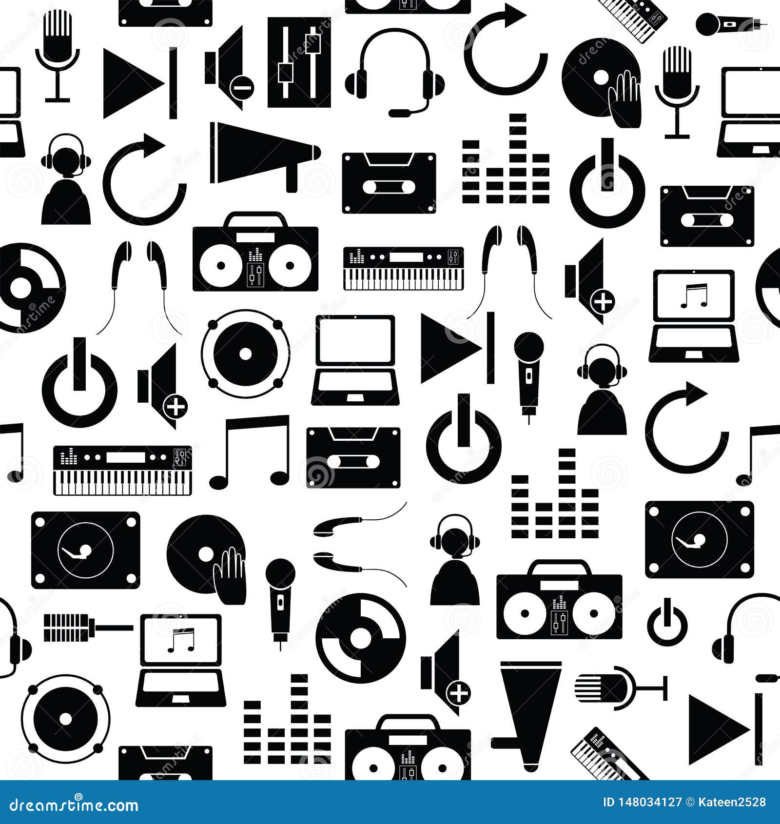 Dj Creativity Seamless Pattern Background Icon Stock Vector ...