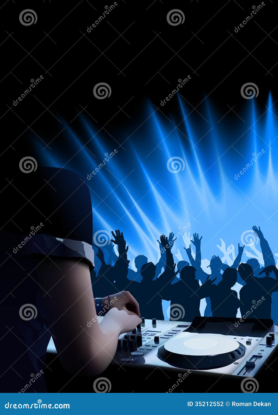 DJ Dance Party Background stock vector. Illustration of hand - 35212552