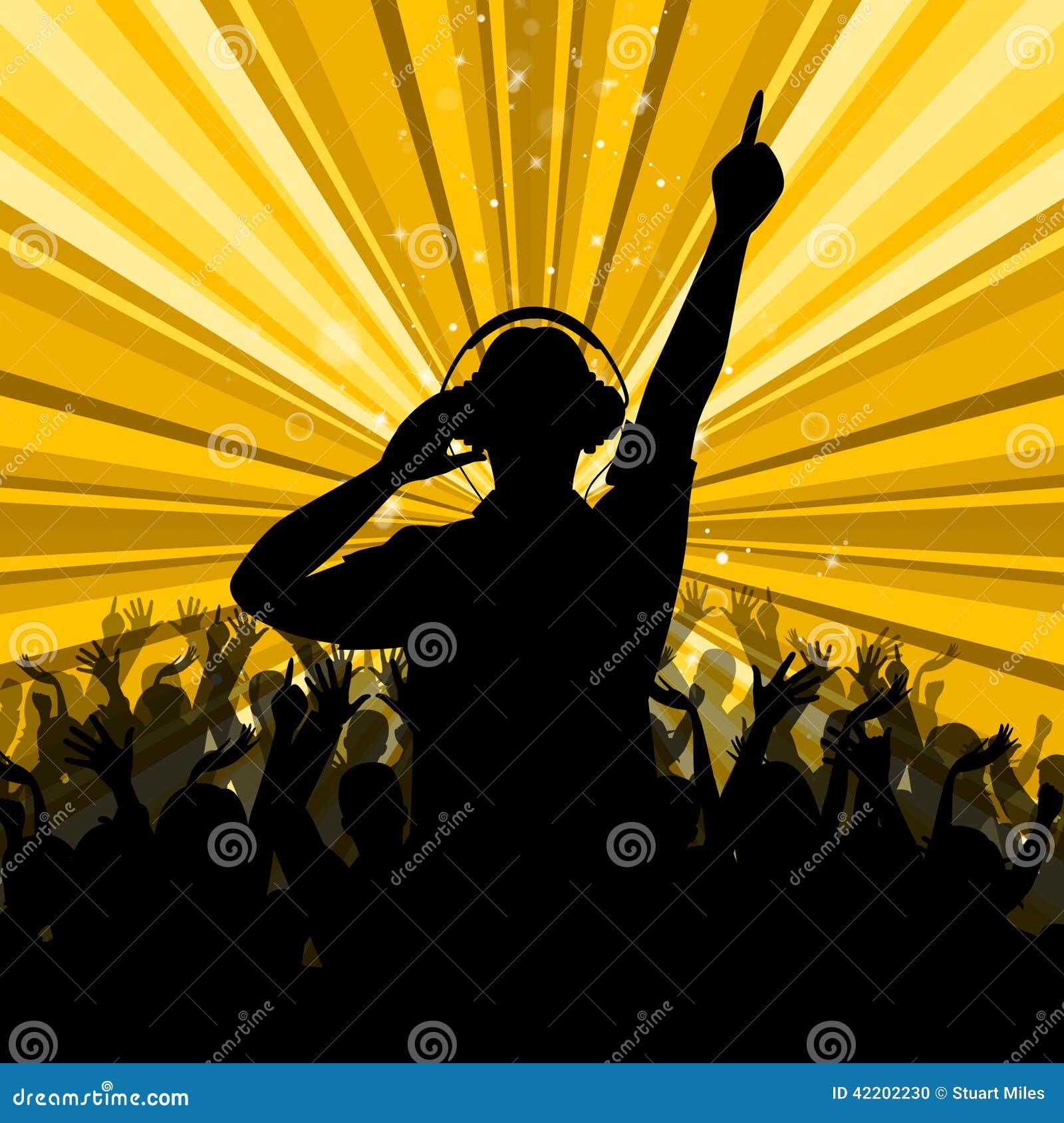 Dj Disco Shows Dancing Discotheque and Party Stock Illustration ...