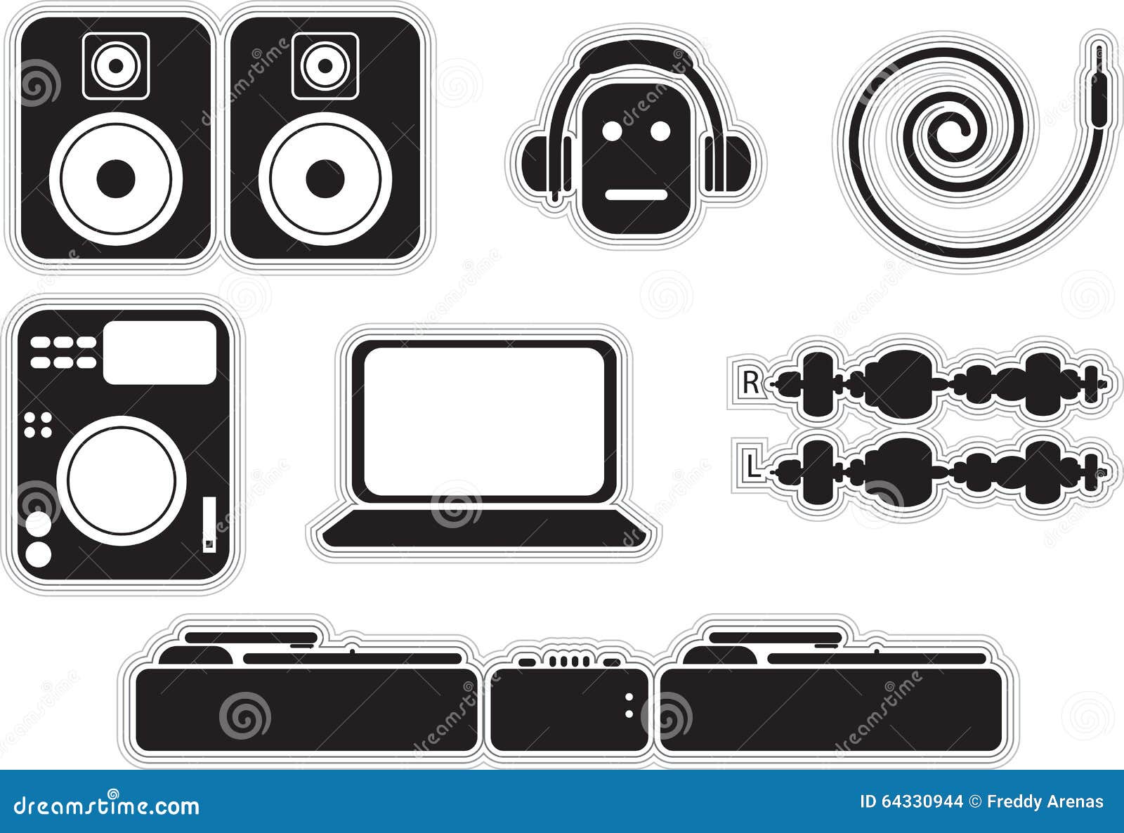 Dj Elements Set 2 stock vector. Illustration of vector - 64330944
