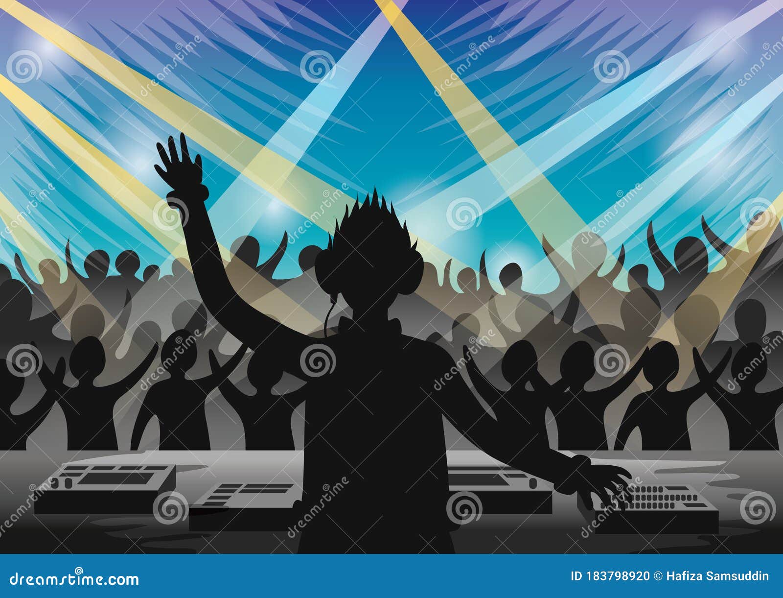 DJ Entertaining the Audiences. Vector Illustration Decorative ...