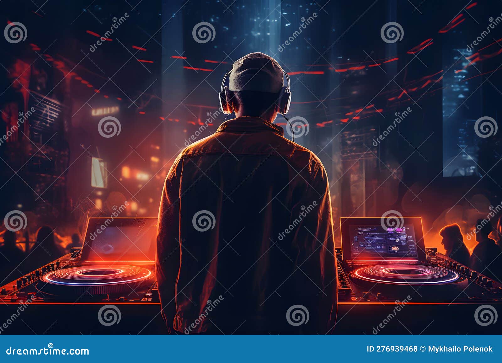 Dj in Front of Crowd. Neural Network AI Generated Stock Illustration ...