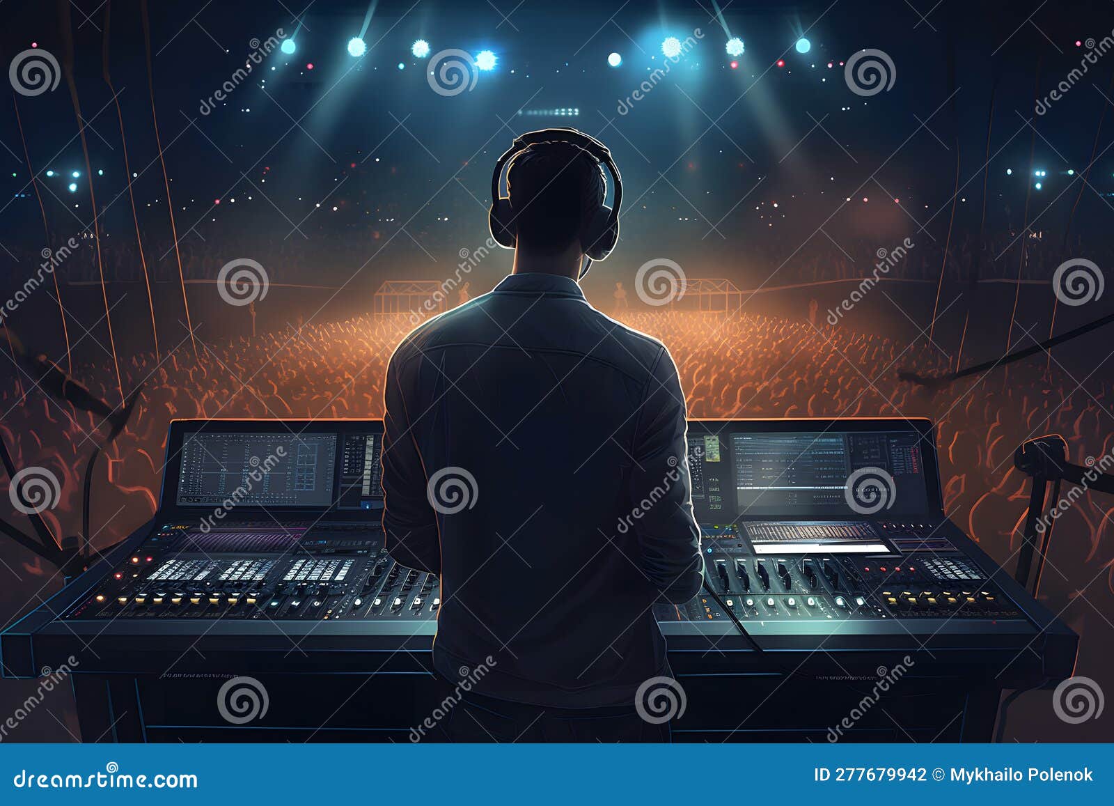 Dj in Front of Crowd. Neural Network AI Generated Stock Photo - Image ...