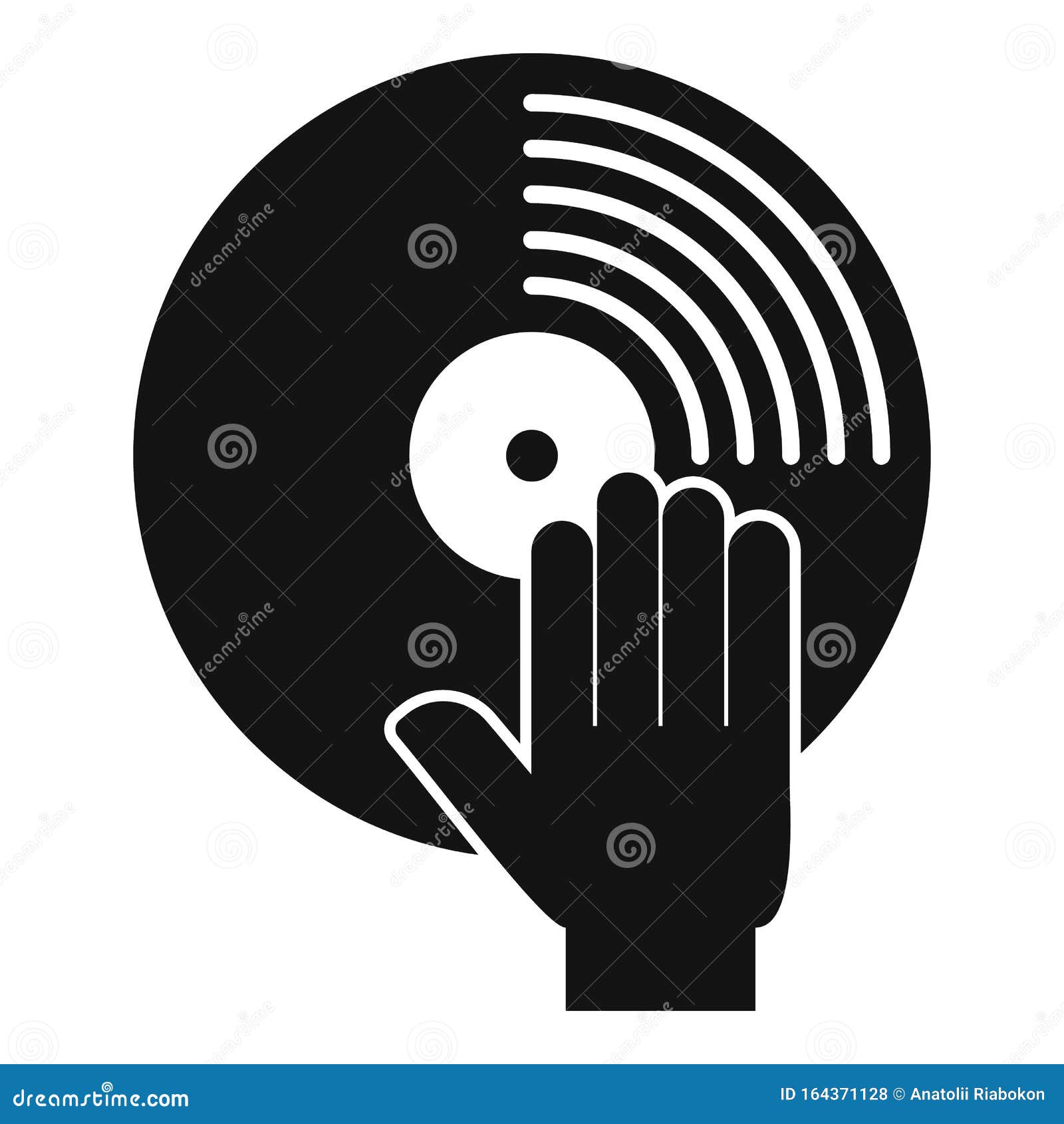 Dj Hand on Vinyl Disk Icon, Simple Style Stock Vector - Illustration of ...
