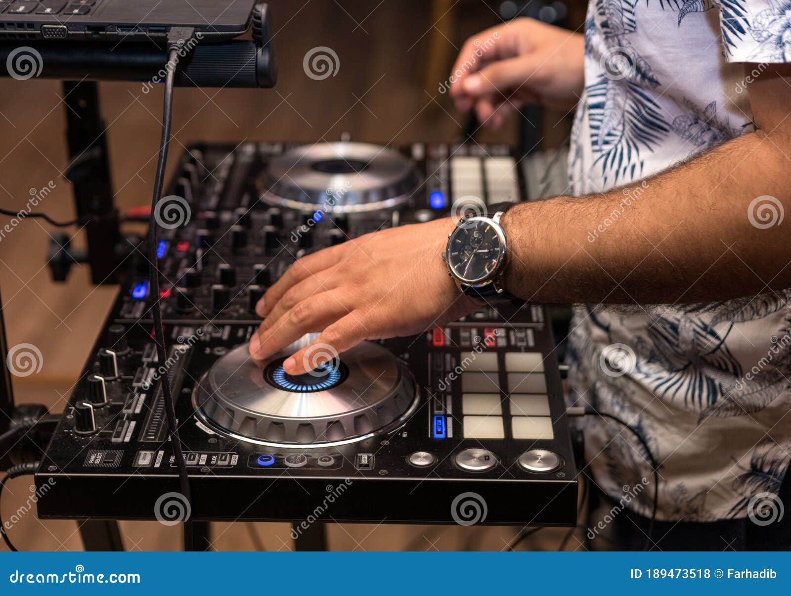 DJ Hand in the Work Process Close Up Stock Photo - Image of launchpad ...