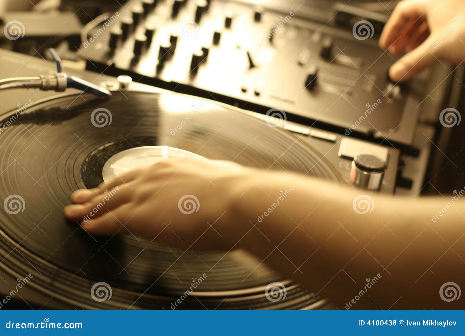 Dj hands stock photo. Image of mixing, spinning, vinyls - 4100438