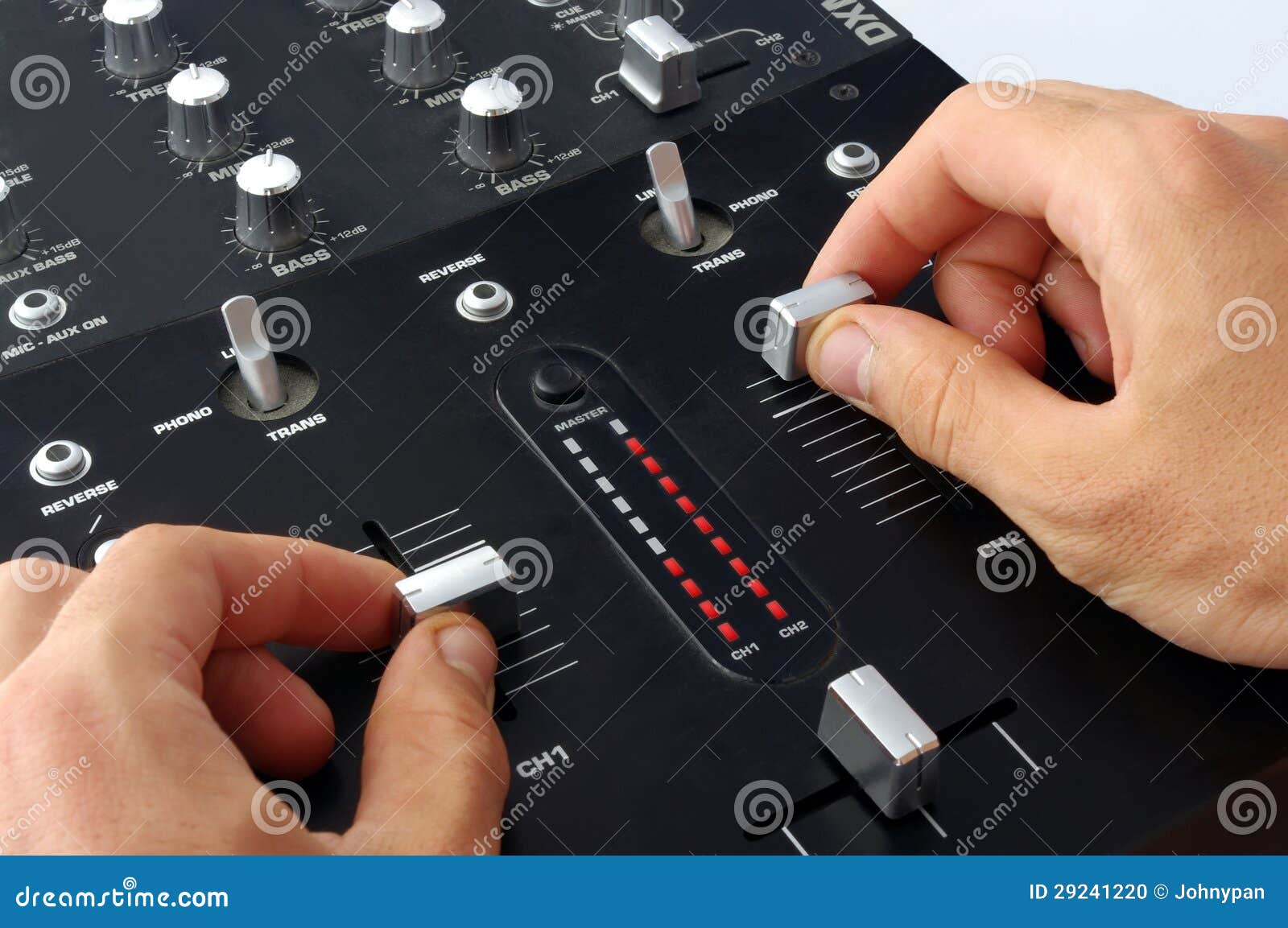 Dj hands on mixer stock photo. Image of closeup, blackboard - 29241220