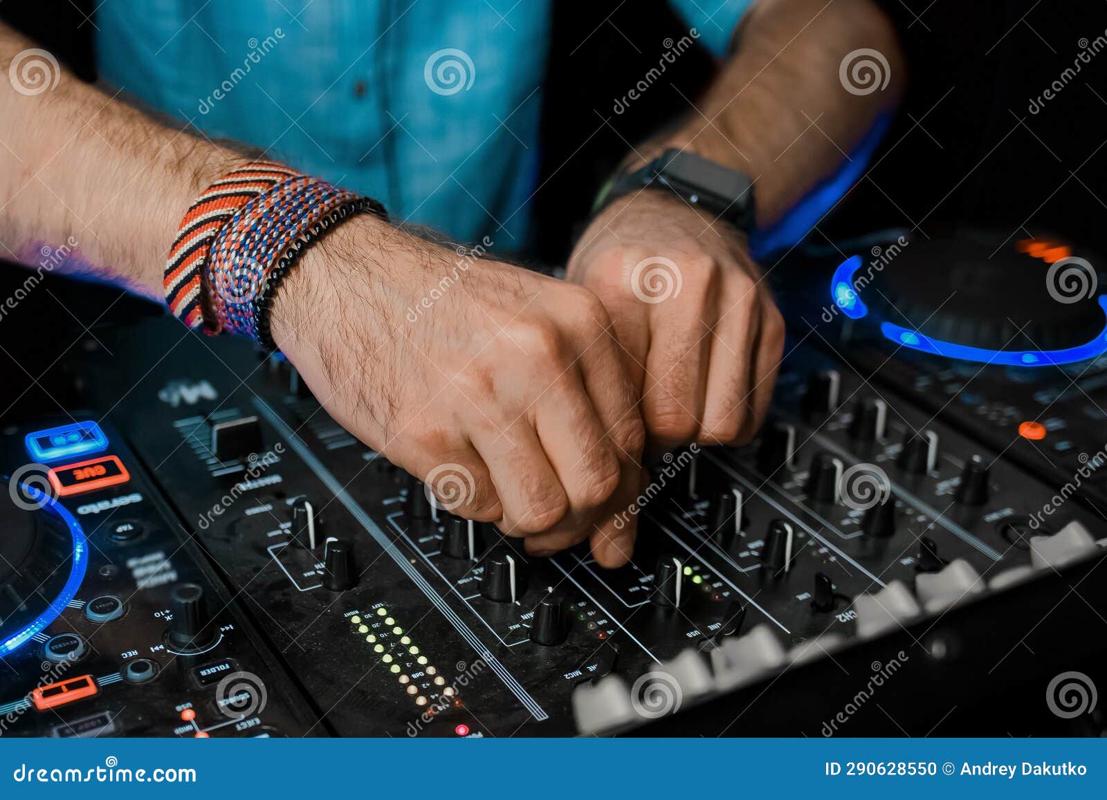DJ Hands Playing on Professional Club Equipment Controller, Close-up ...