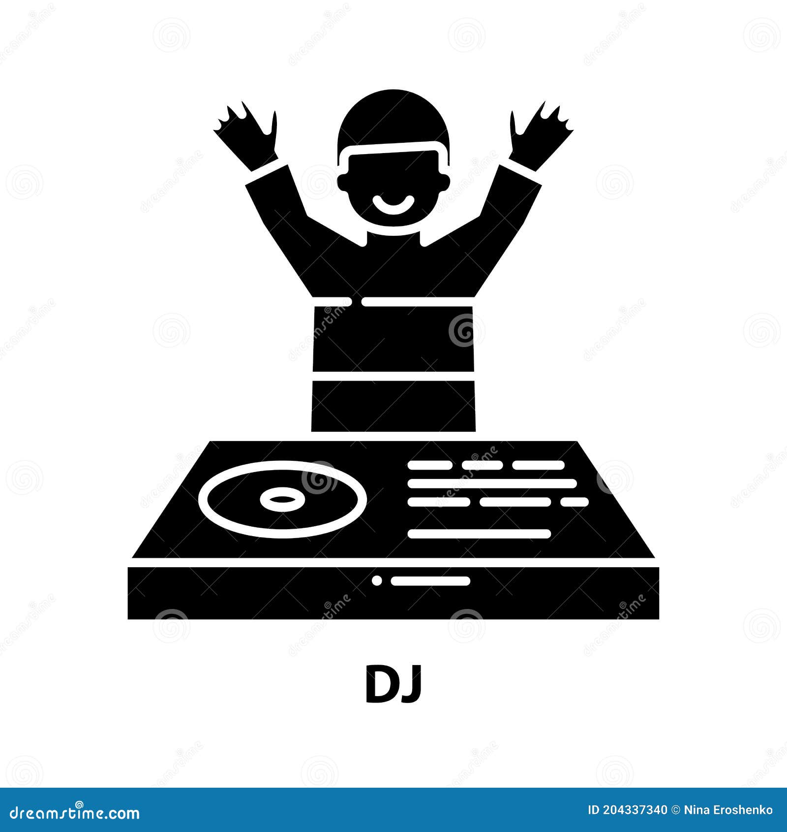 Dj Icon, Black Vector Sign with Editable Strokes, Concept Illustration ...