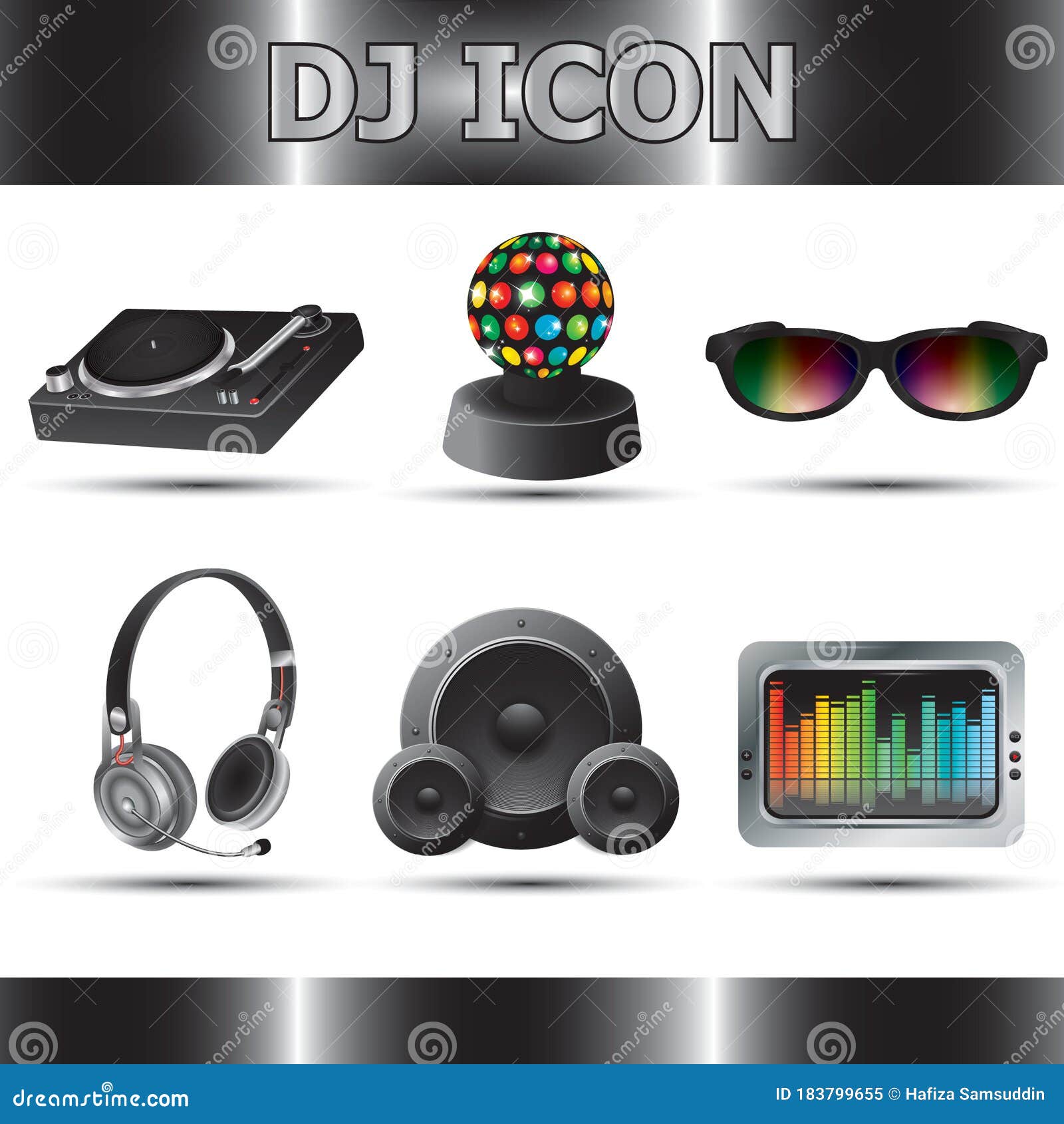DJ Icon Set. Vector Illustration Decorative Background Design Stock ...
