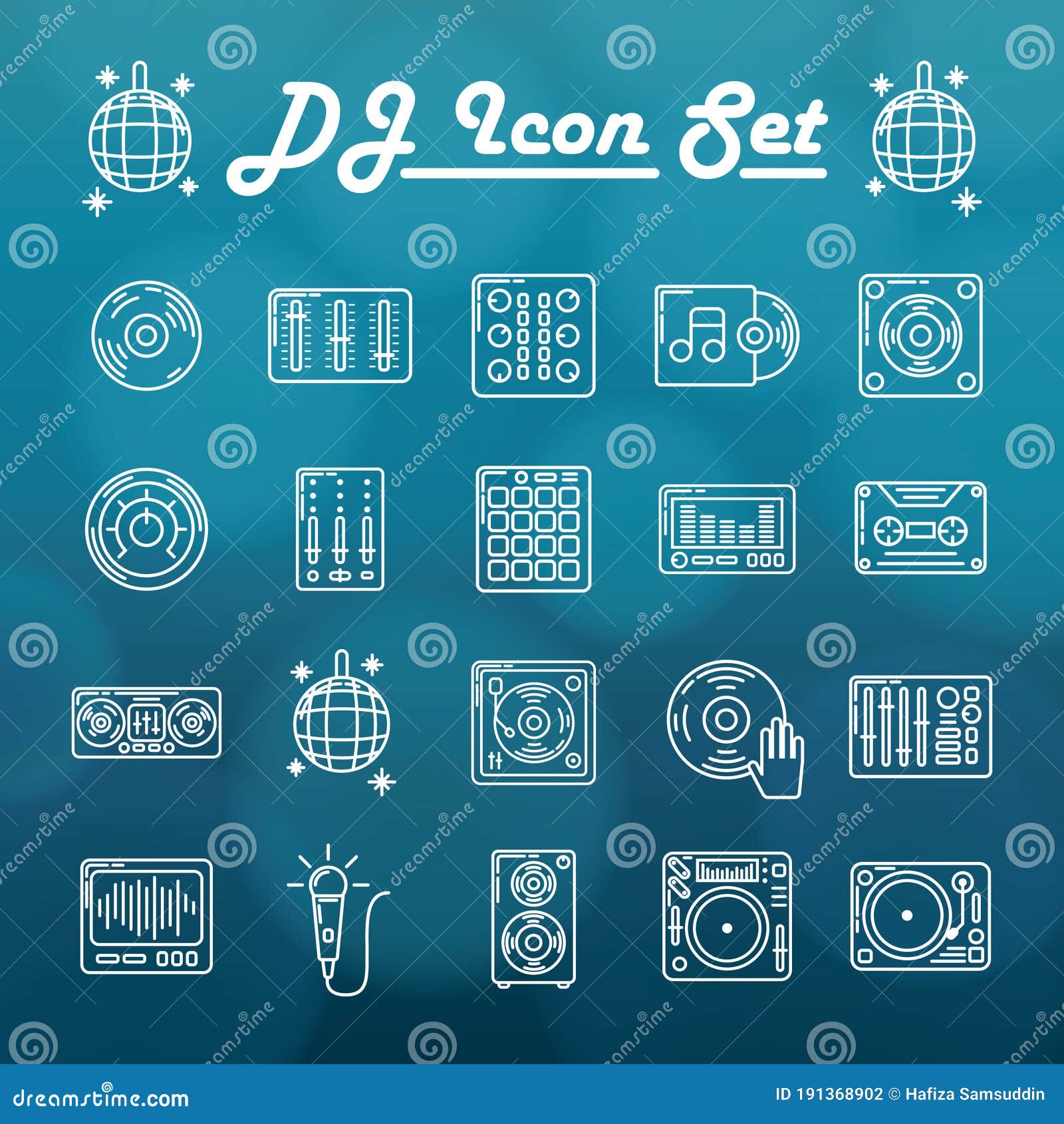Dj Icon Set. Vector Illustration Decorative Design Stock Vector ...
