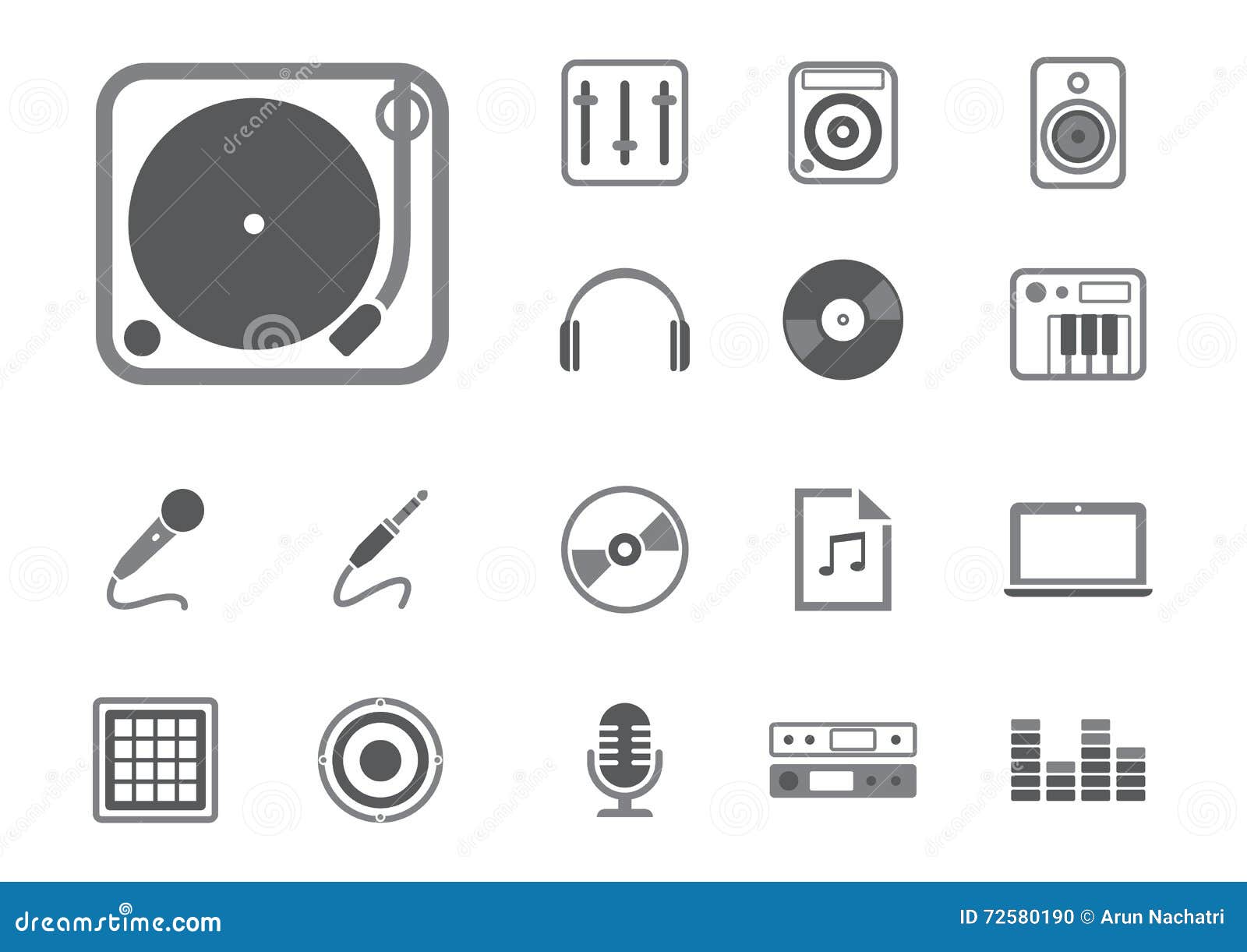 Dj icons set stock vector. Illustration of entertainment - 72580190
