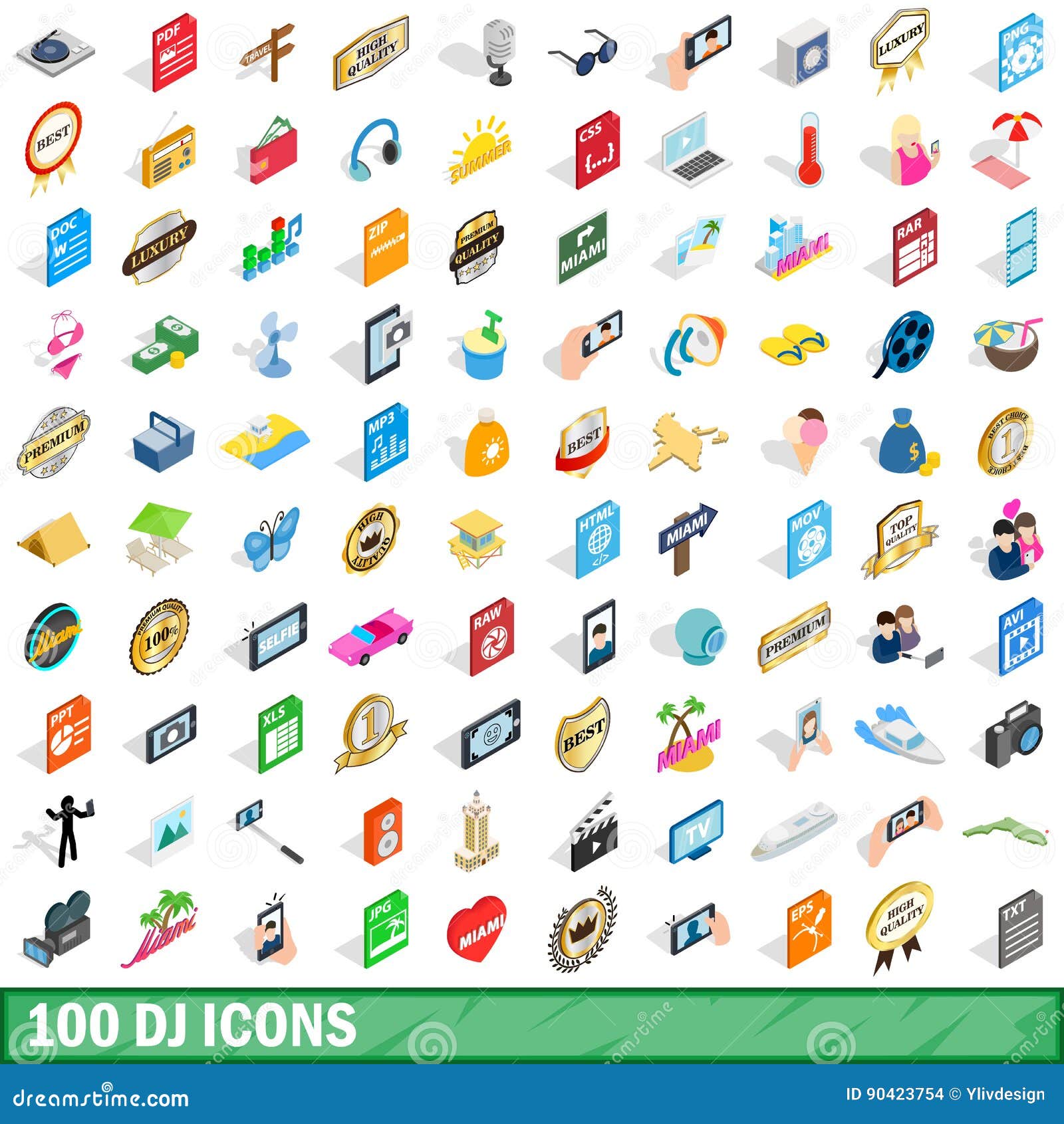 100 Dj Icons Set, Isometric 3d Style Stock Vector - Illustration of ...