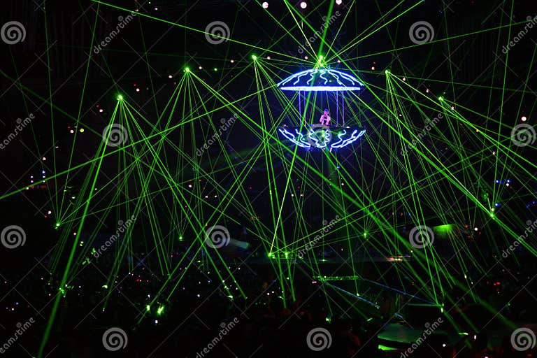 DJ in laser beams stock photo. Image of dancer, concert - 5462244