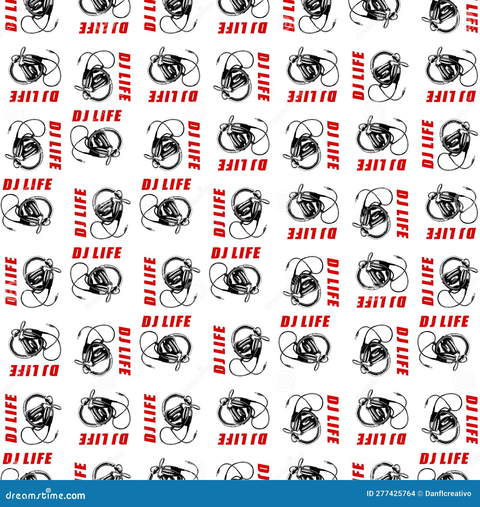 Dj Lifestyle Concept Graphic Motif Pattern Stock Illustration ...